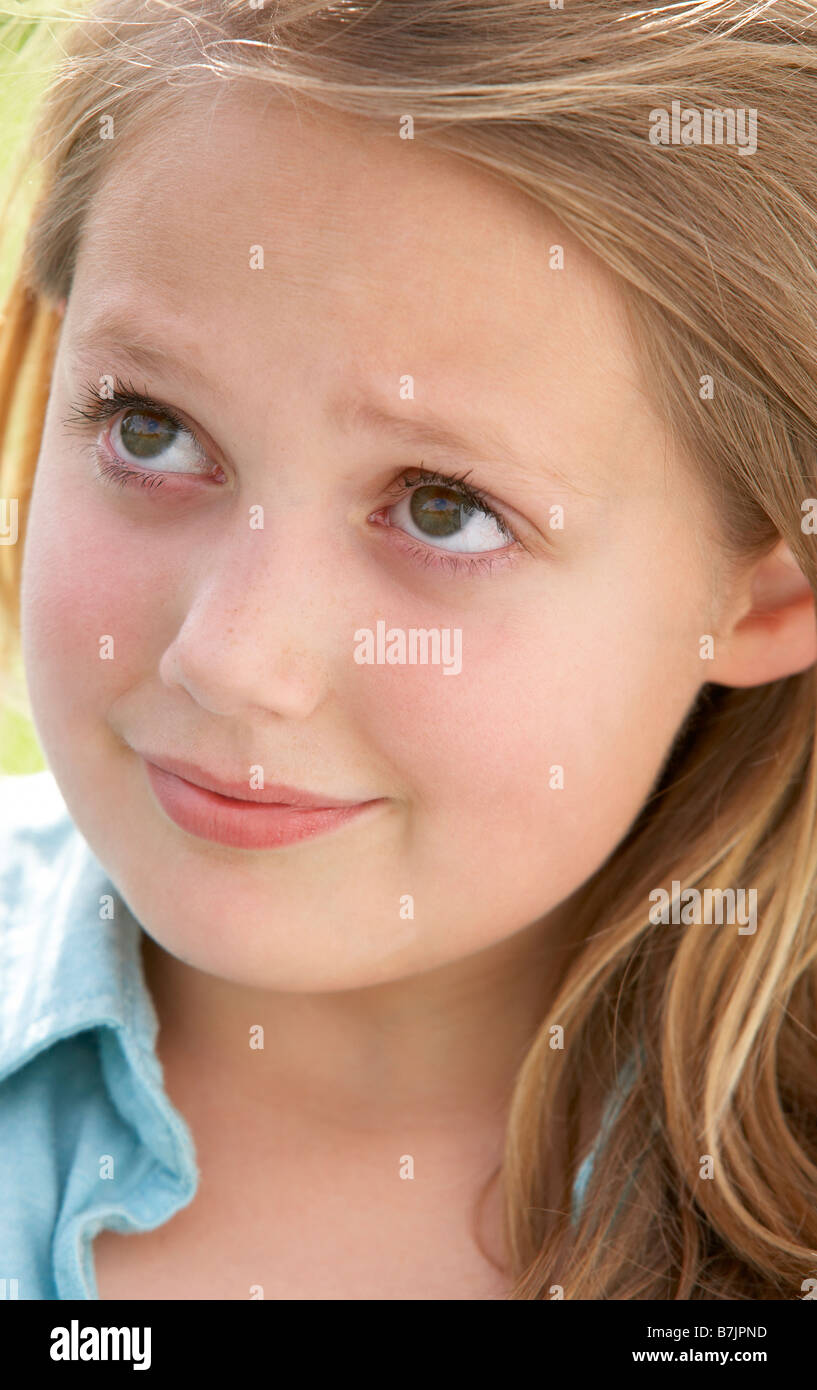 Portrait Of Pre-Teen Girl Looking Unsure Stock Photo - Alamy