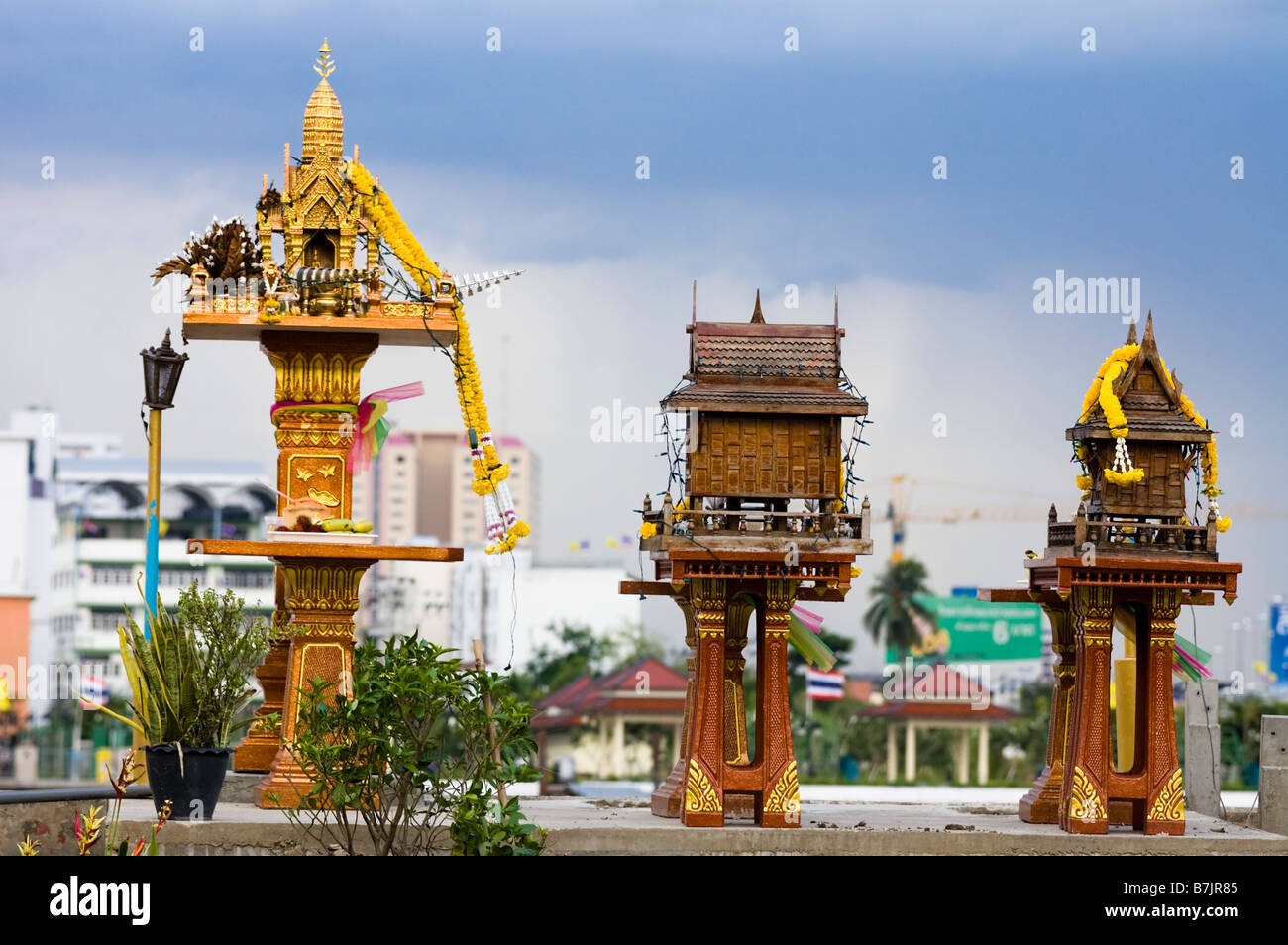 Thai Spirit houses in Bankok Stock Photo - Alamy