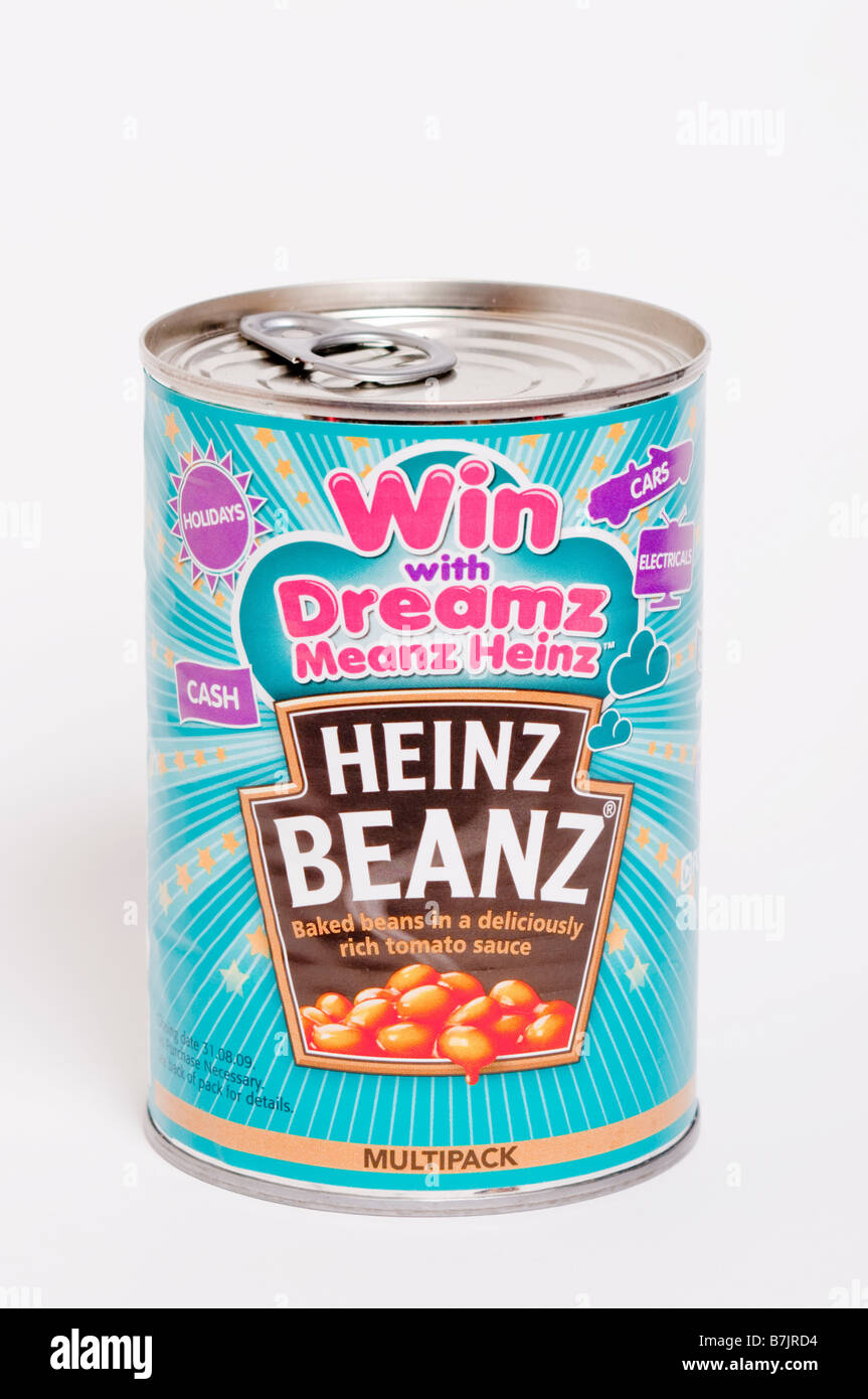 A Tin Of Heinz Baked Beans In Tomato Sauce Shot On A White Background