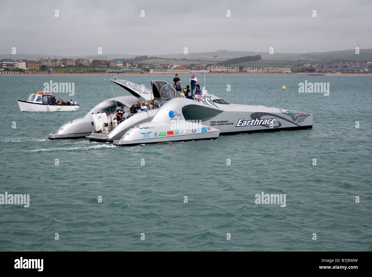 Earthrace eco boat at Weymouth in Dorset, UK. Only available on Alamy ...