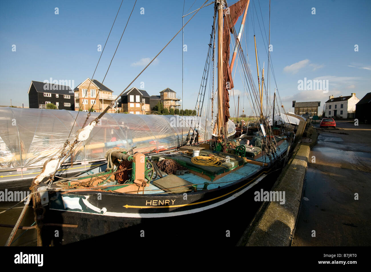 Thames barge at mooring Faversham creek Kent england Stock Photo - Alamy