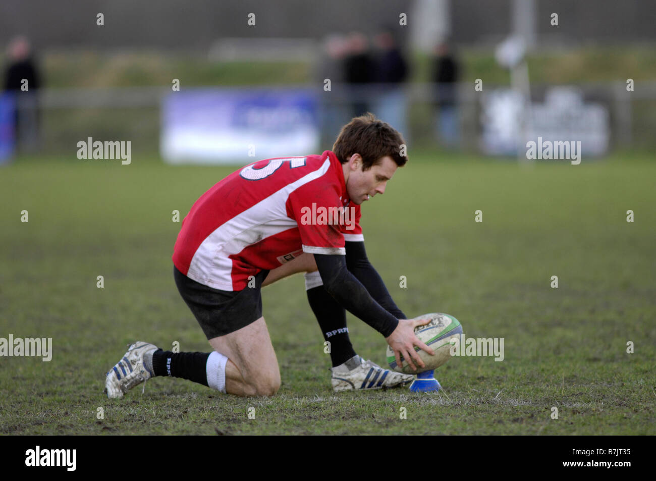 Rugby player placing ball kick hi-res stock photography and images - Alamy