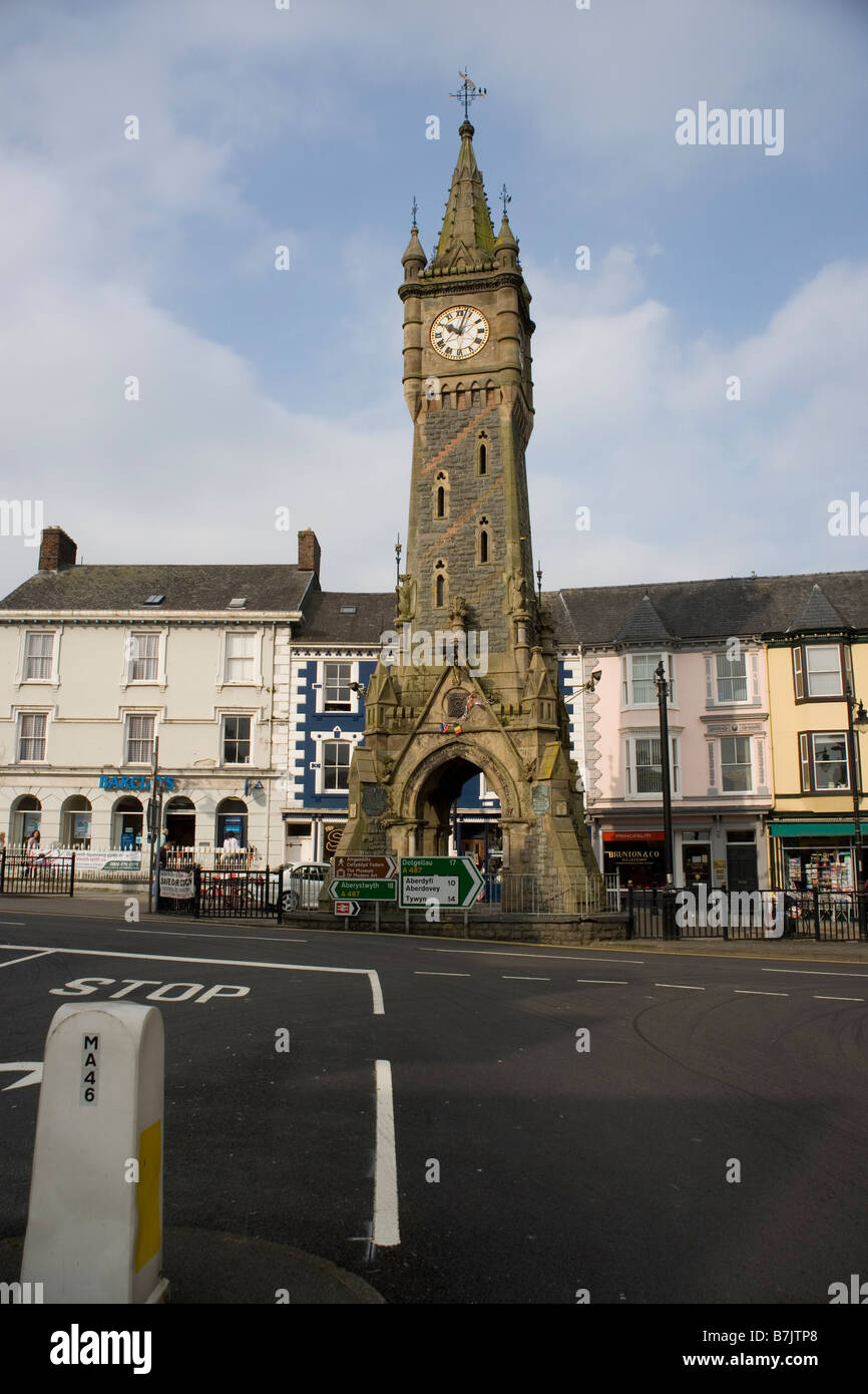 The Castlereagh Memorial Town Clock in Machynlleth at the junction of ...