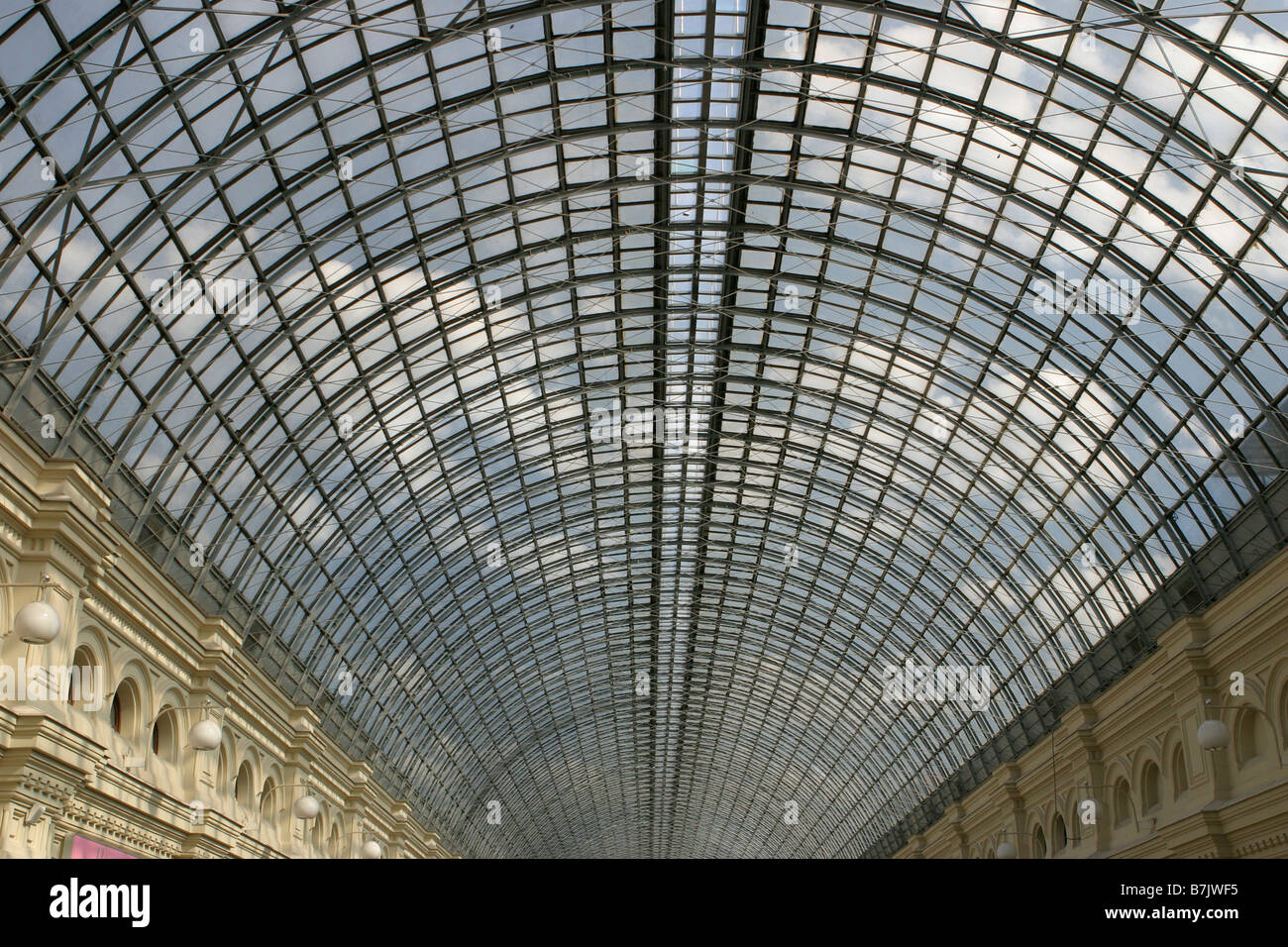GUM roof in form of steel gridshell by Vladimir Shukhov in Moscow Stock ...
