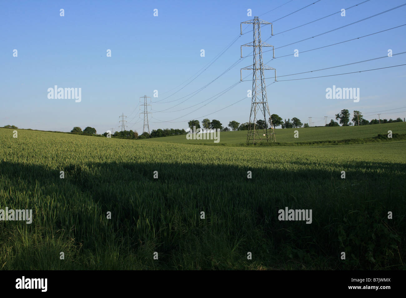 Power lines accross countryside Stock Photo - Alamy