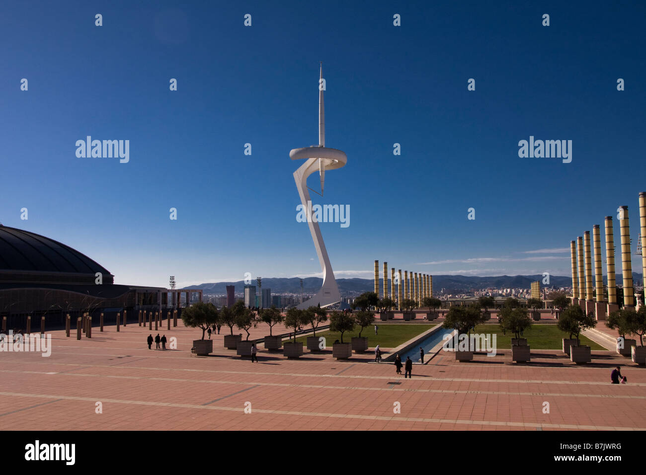 Telefonica Communications Tower at Montjuic in Barcelona Spain Stock ...