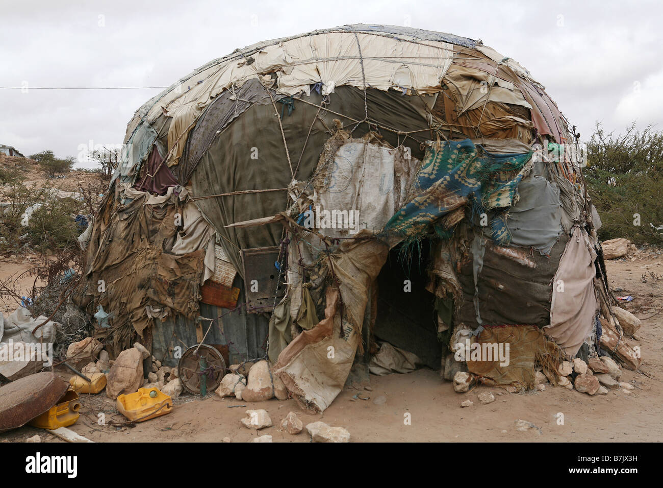 Traditional buule shelter, State House IDP camp, Hargeisa, Somaliland ...