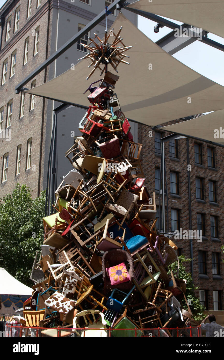 Christmas tree made from chairs in the Rocks, Sydney Stock Photo - Alamy