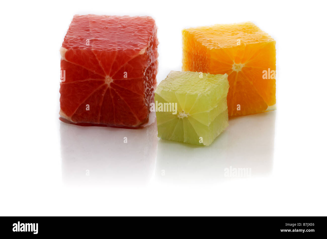 Citrus fresh fruits grapefruit orange lime in cube shape isolated on ...
