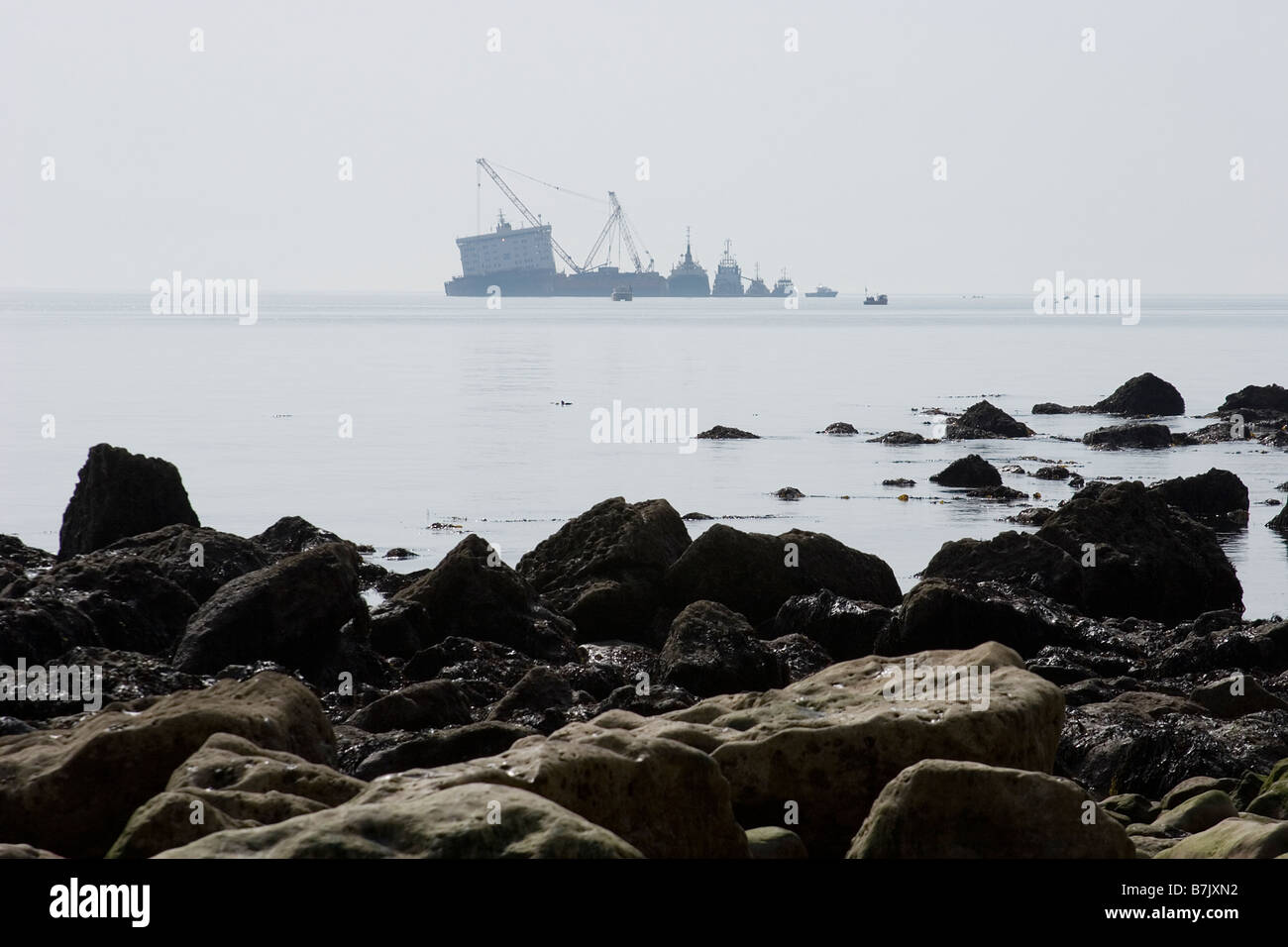 MSC Napoli container ship aground off Branscombe beach Stock Photo - Alamy