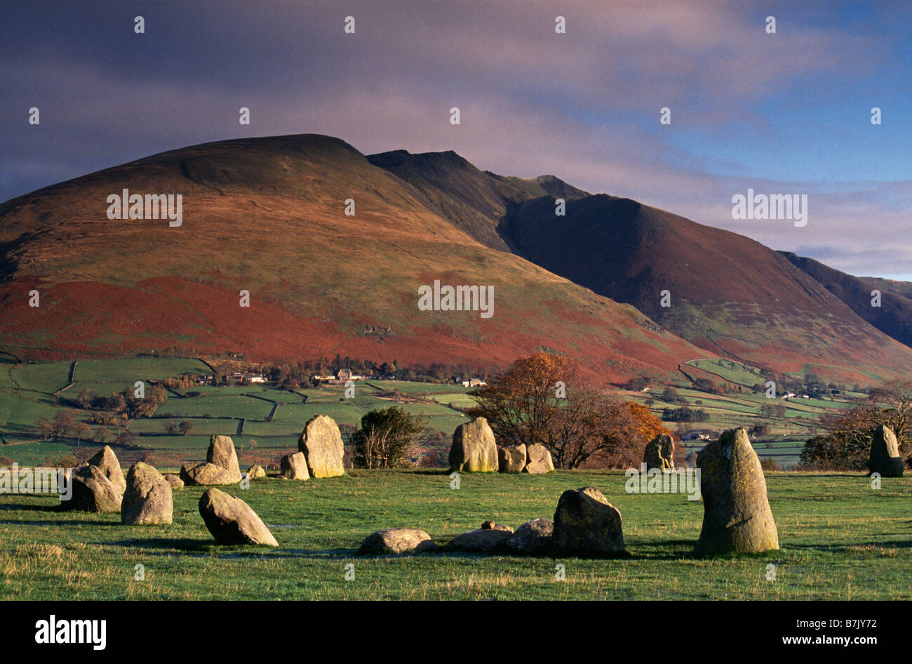 Castlerigg Stone Circle and the mountain of Blencathra near Keswick in ...
