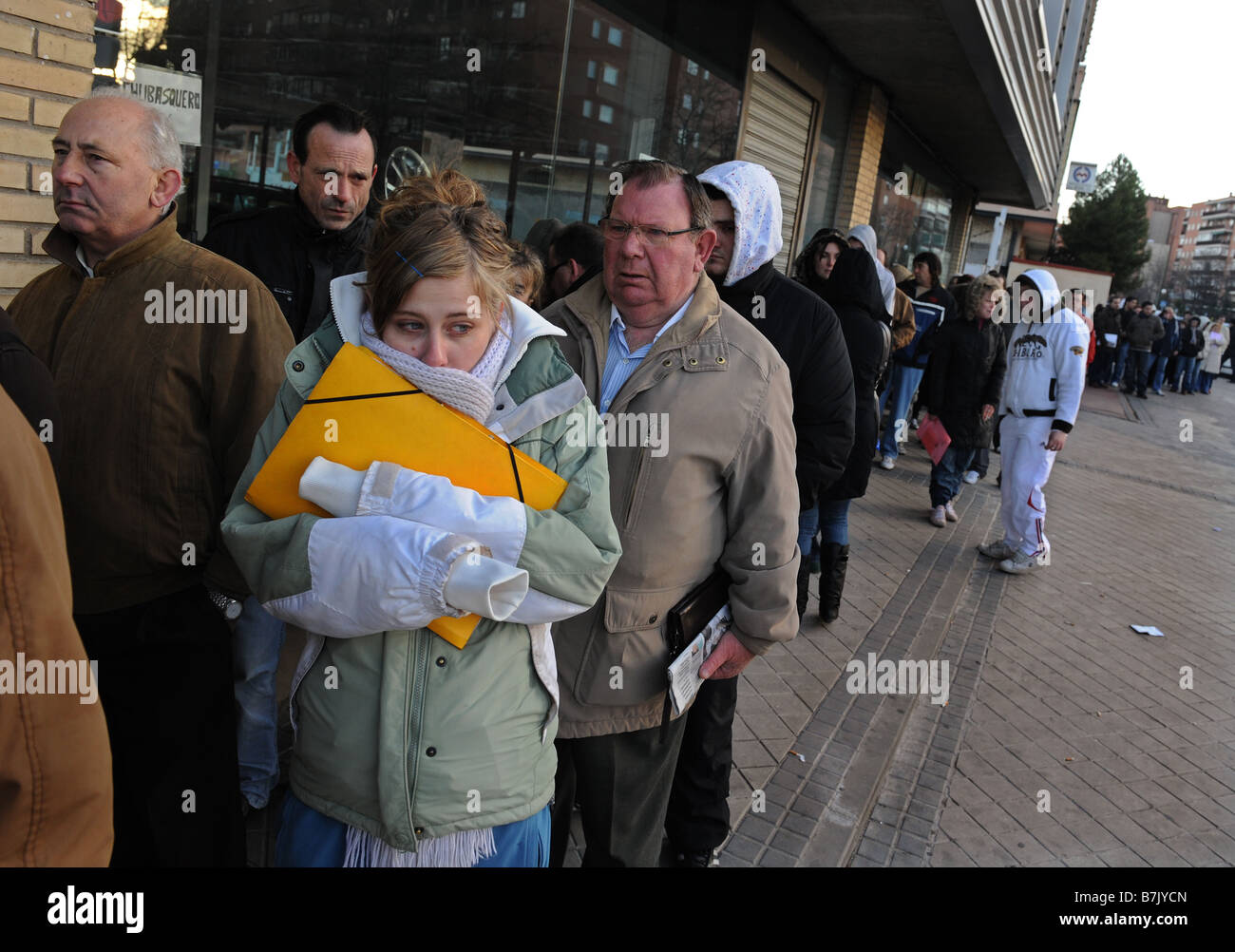 People queue up at a job center in Madrid Spain Stock Photo - Alamy