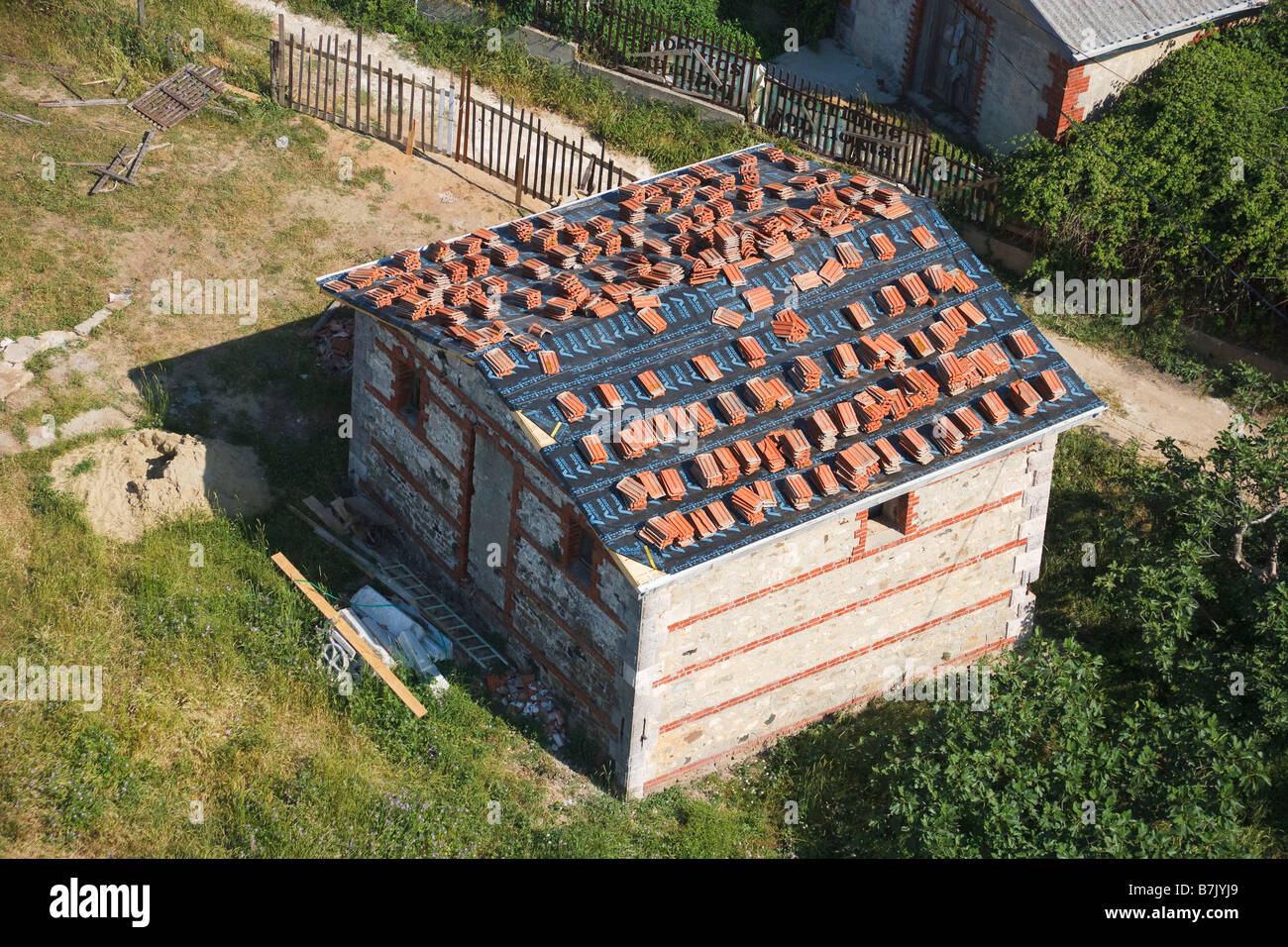 Aerial view of a hut on the Black Sea coast of Istanbul Turkey Stock ...