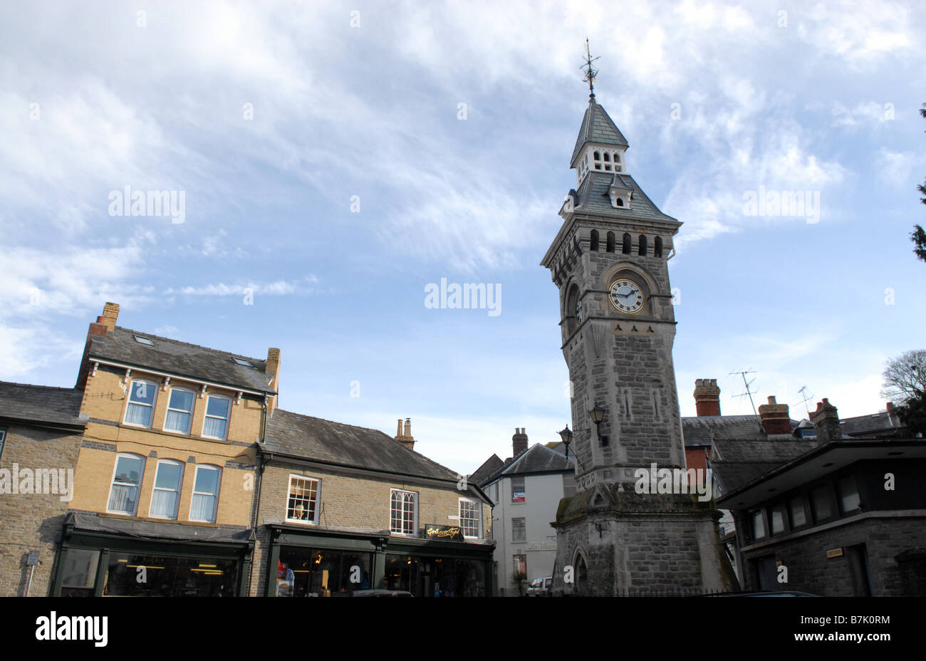 The Clock Tower at Hay on Wye Herefordshire Stock Photo - Alamy