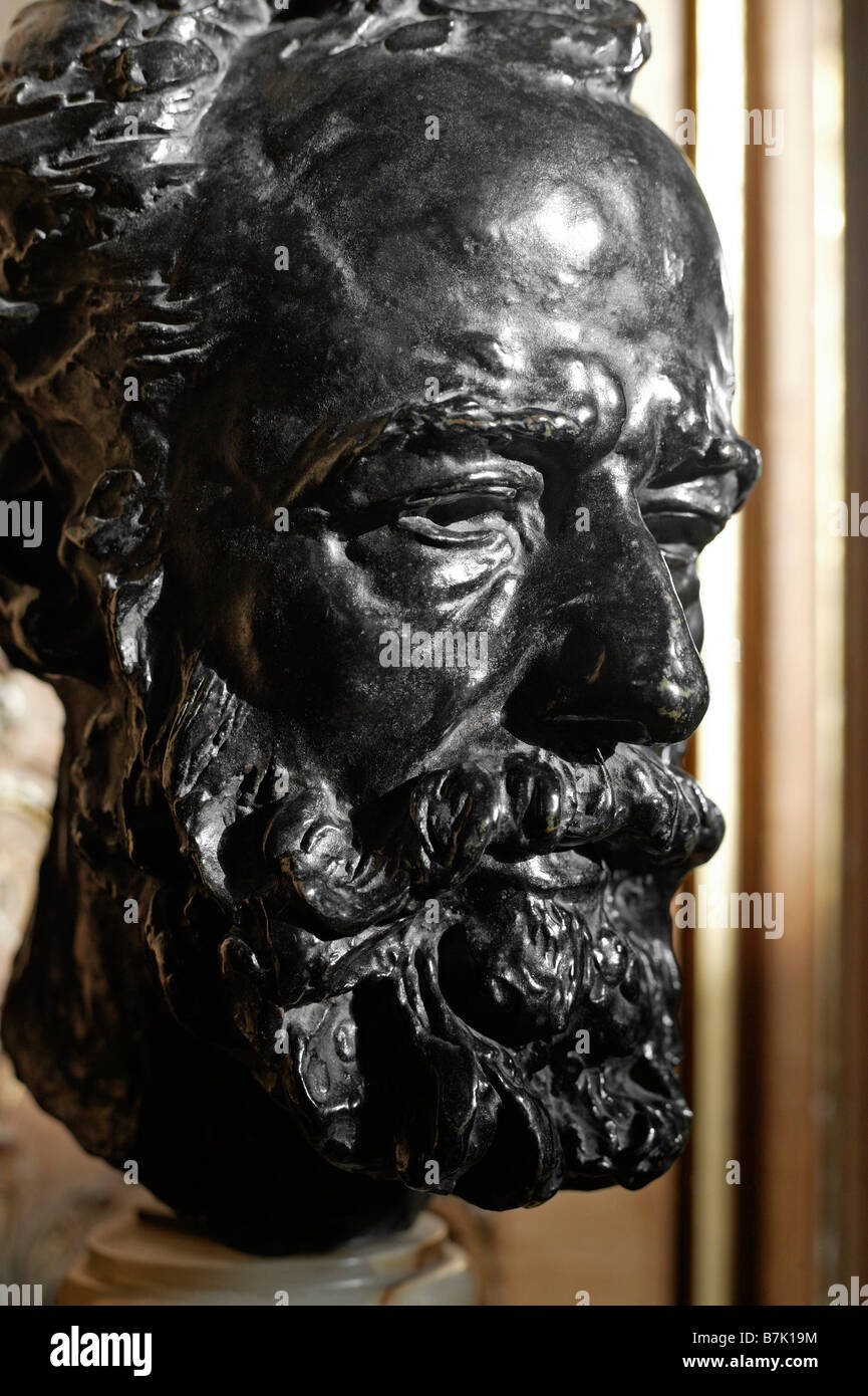 Bust of Auguste Rodin at the Rodin Museum in Hotel Biron, Paris, France ...