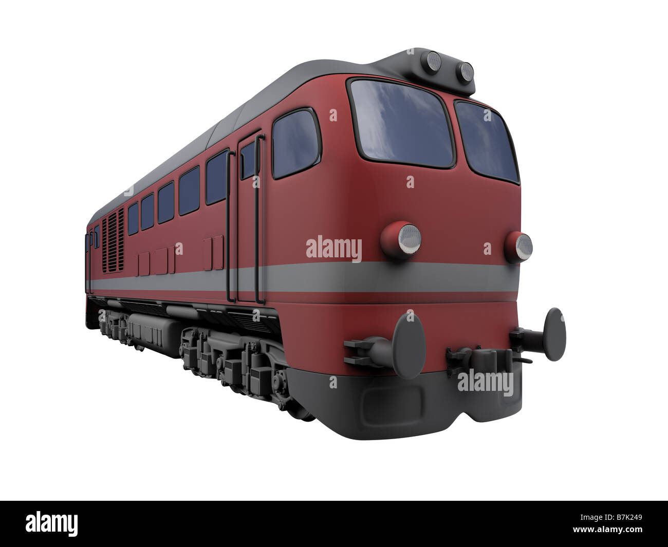 isolated red train over white background Stock Photo - Alamy