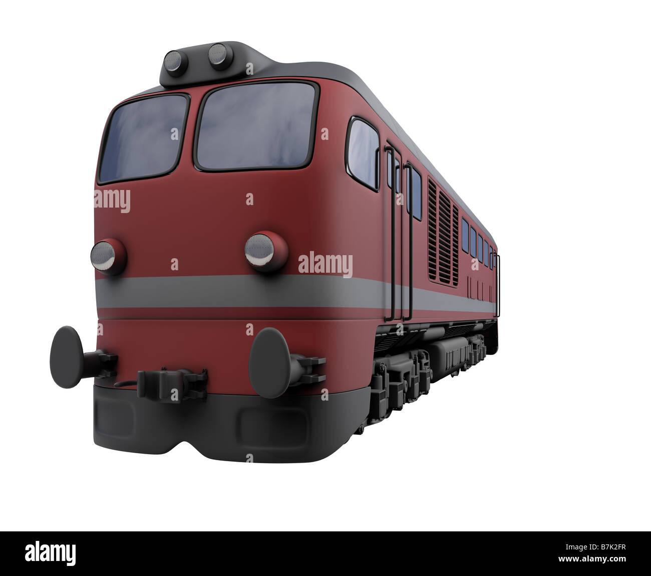 isolated red train over white background Stock Photo - Alamy