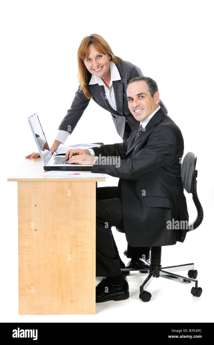 Team working on computer Cut Out Stock Images & Pictures - Alamy