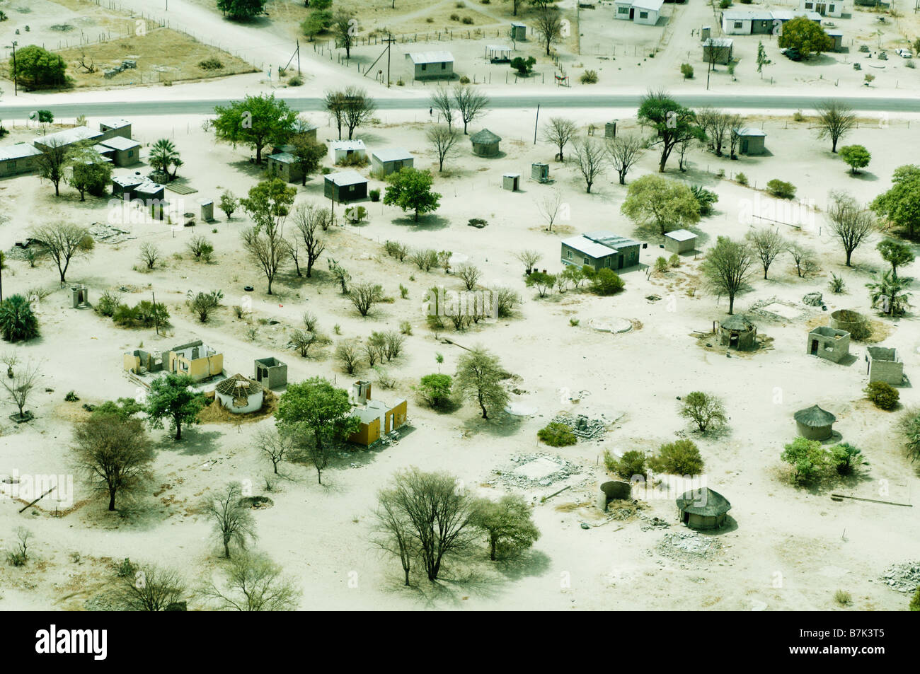 Aerial view of the suburbs of Maun in Botswana's Okavango Delta Stock ...