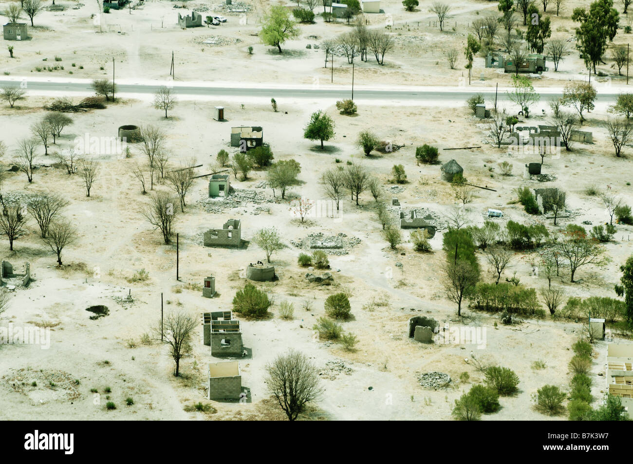 Aerial view of the suburbs of Maun in Botswana's Okavango Delta Stock ...