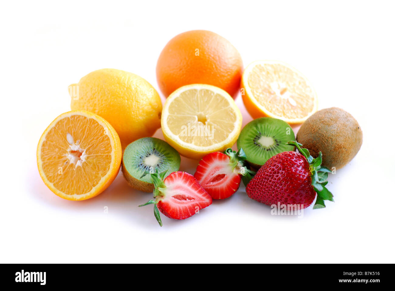 Assorted fruit on white background Stock Photo - Alamy