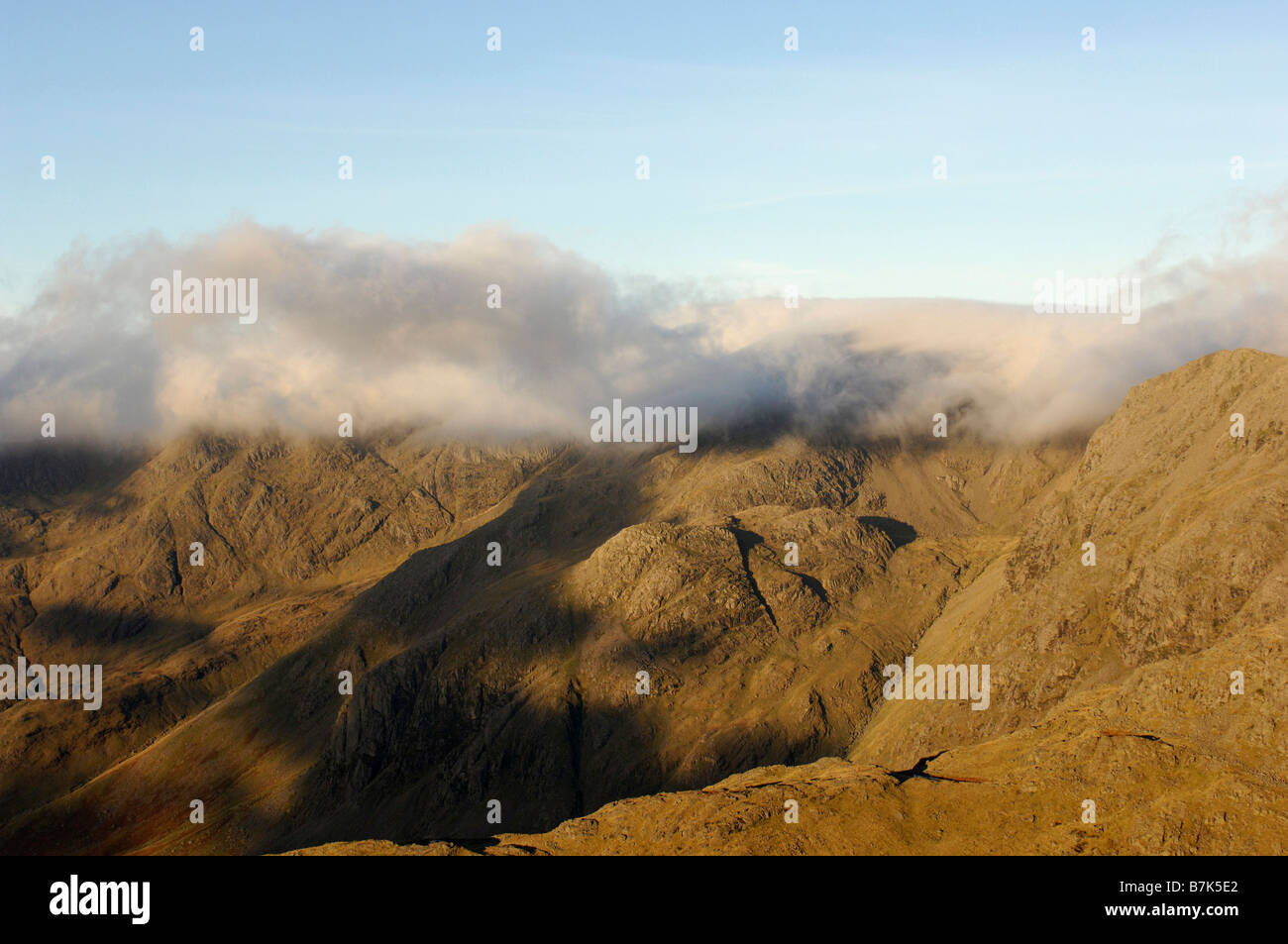 Scafell and Scafell Pike in early morning Cloud from Bowfell English ...