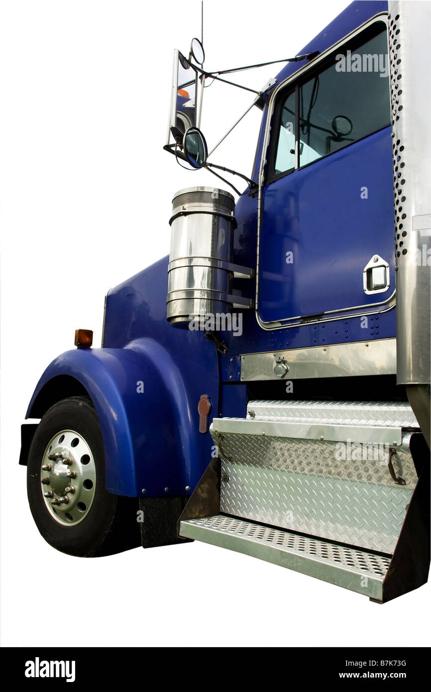 large heavy blue truck isolated on white Stock Photo - Alamy