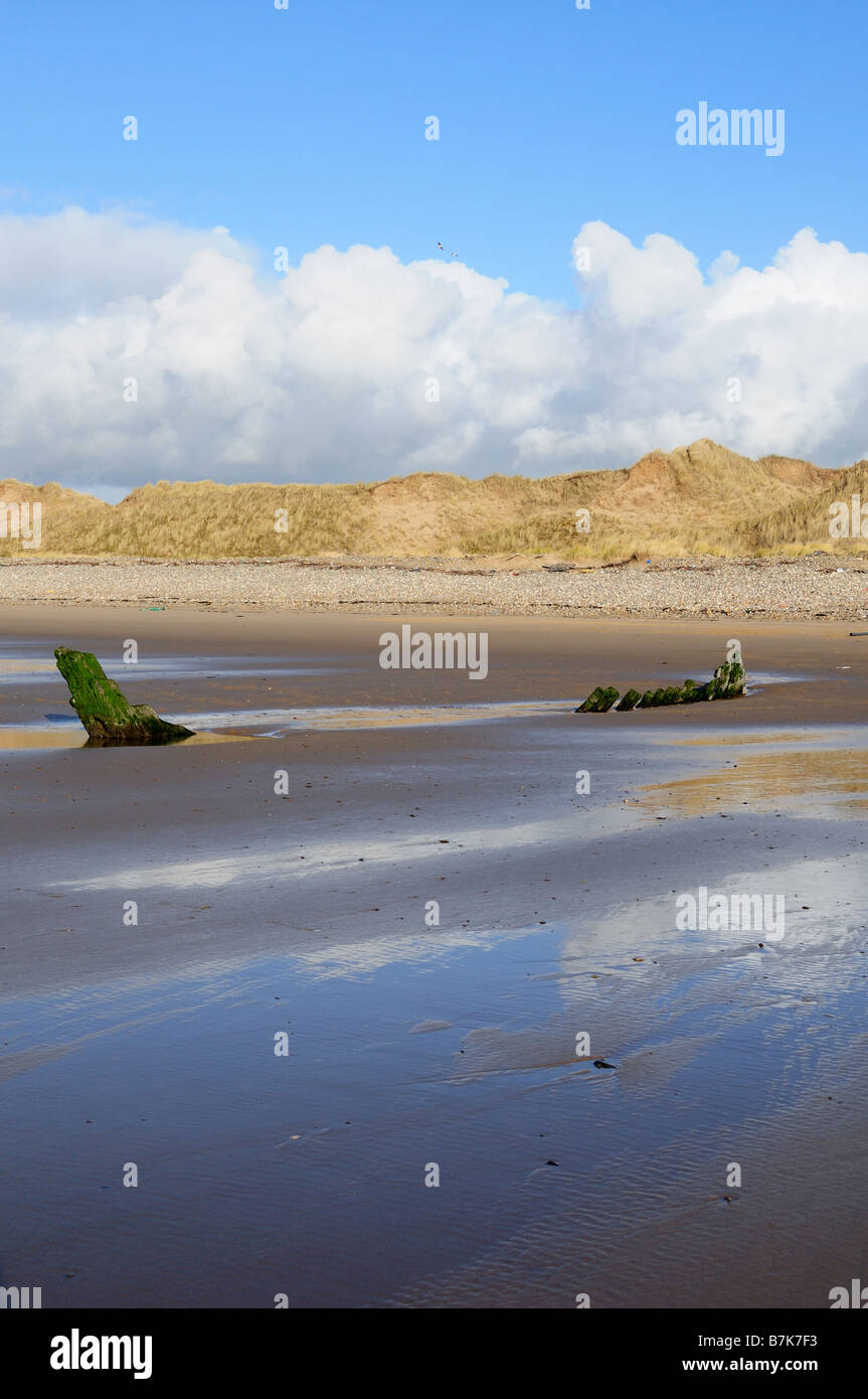 Old Shipwreck on Sker Beach Kenfig Galmorgan Wales Stock Photo - Alamy