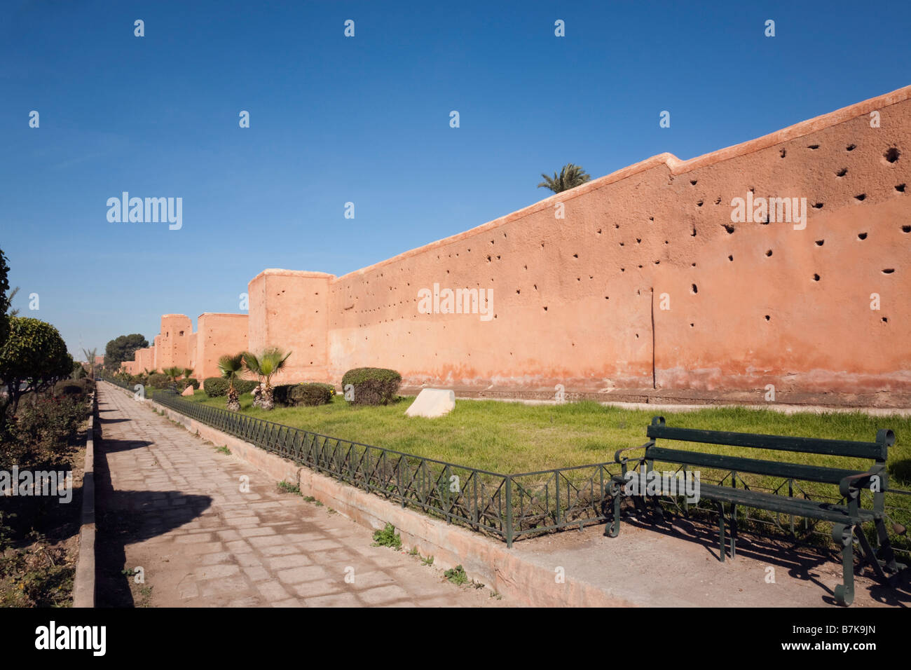 Marrakech Morocco North Africa Walkway outside the Medina walls ...