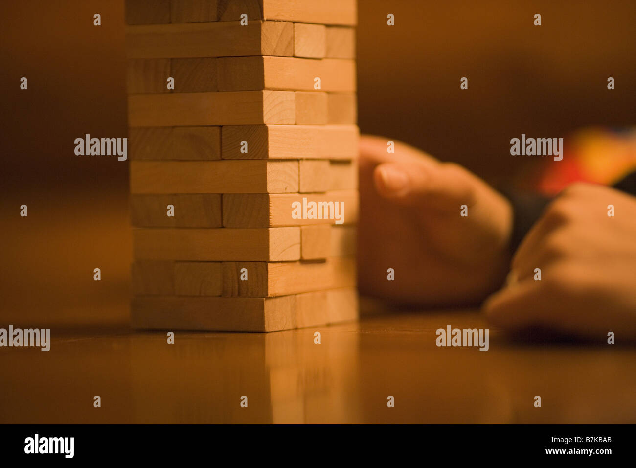 Stack of Jenga on Table Stock Photo - Alamy
