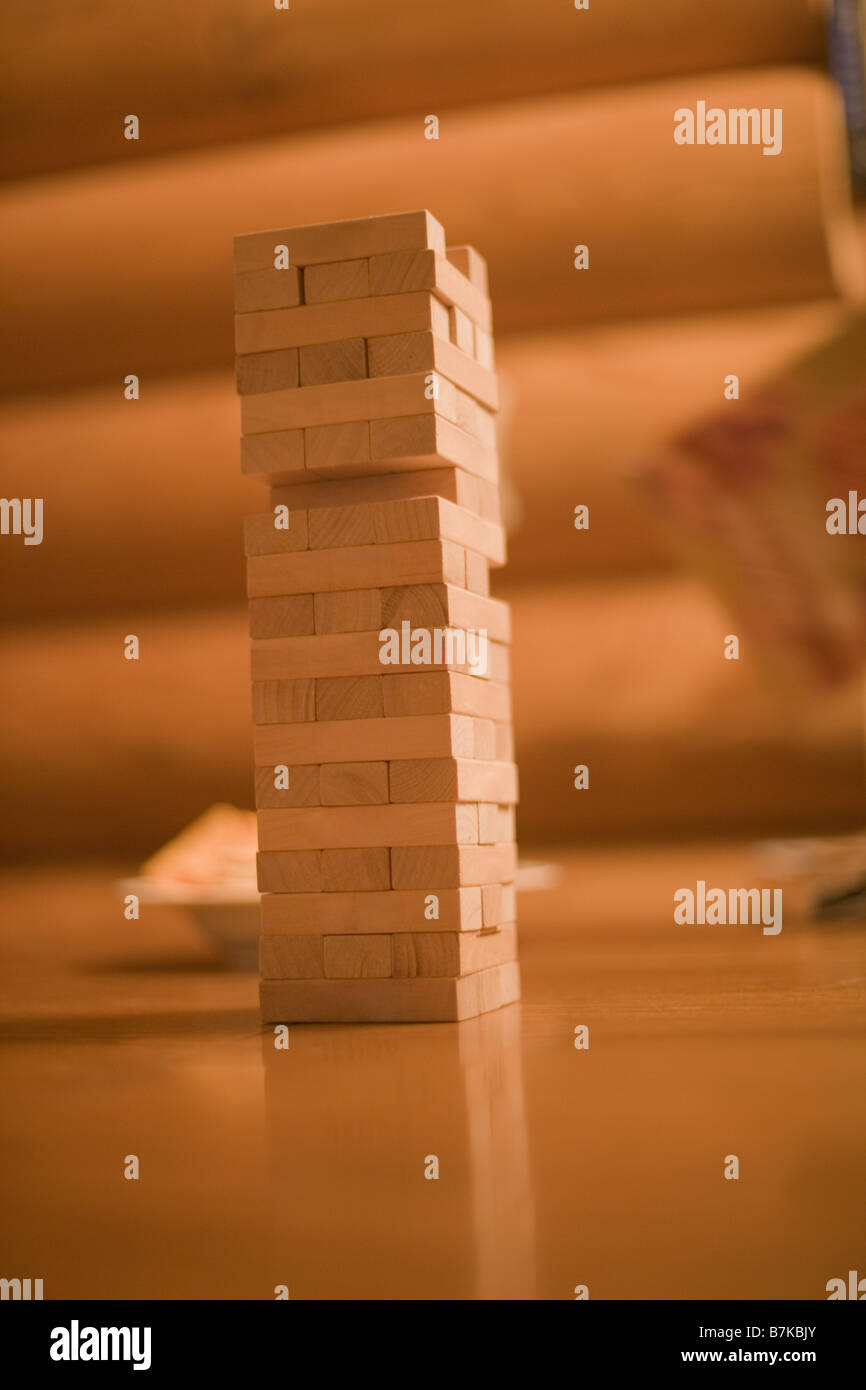 Stack of Jenga on Table Stock Photo - Alamy