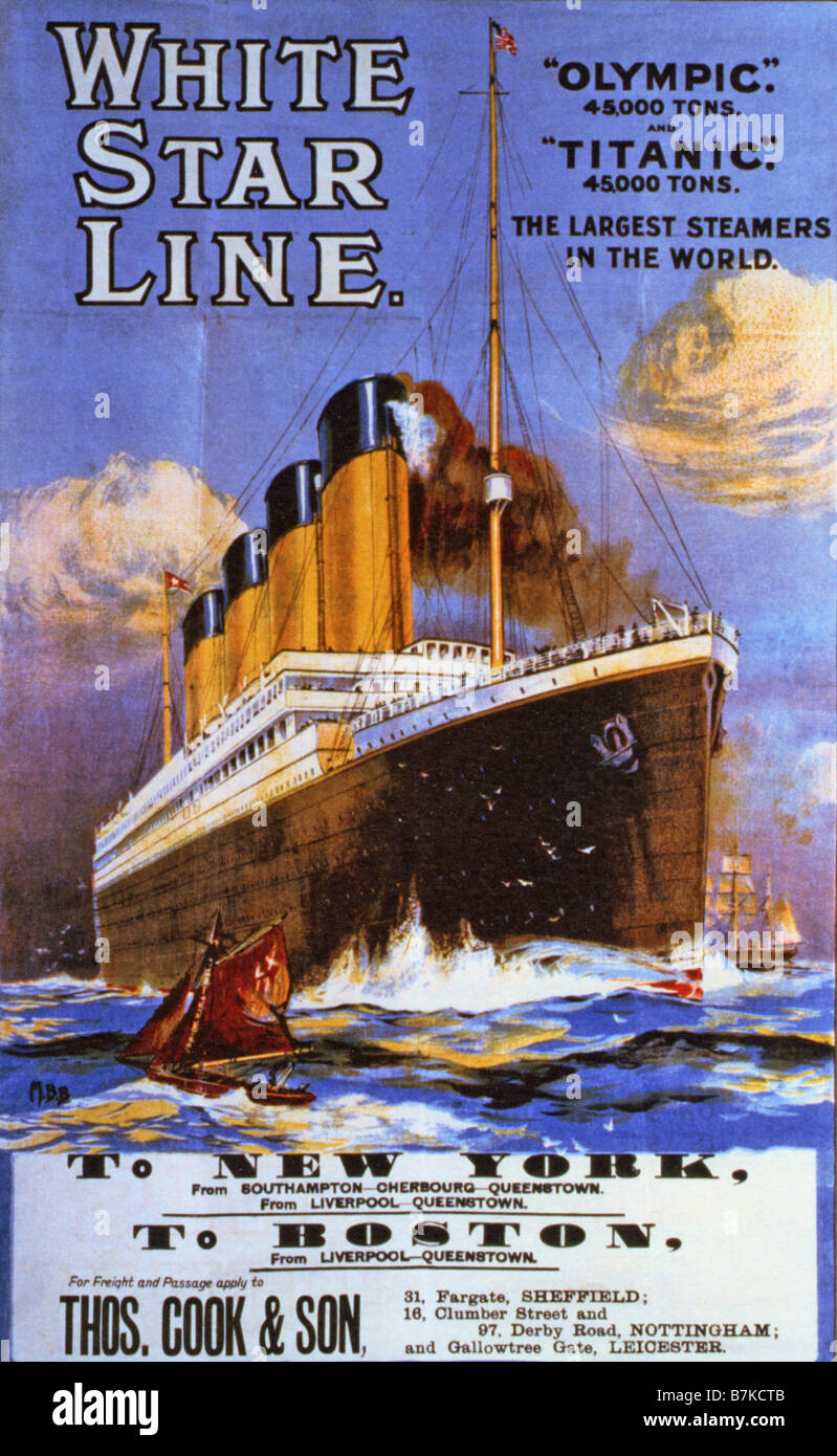 WHITE STAR LINE shipping line advert about 1911 promoting the Titanic ...