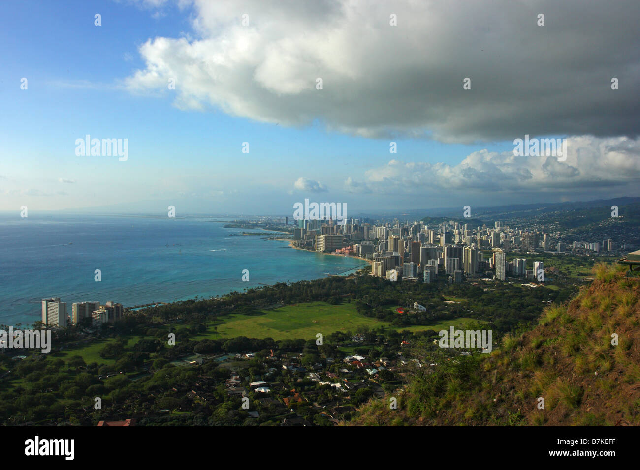 View of Honolulu and Waikiki from Diamond Head, Oahu Hawaii USA Stock ...