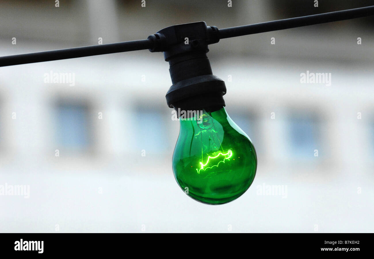 Green light bulb Stock Photo - Alamy