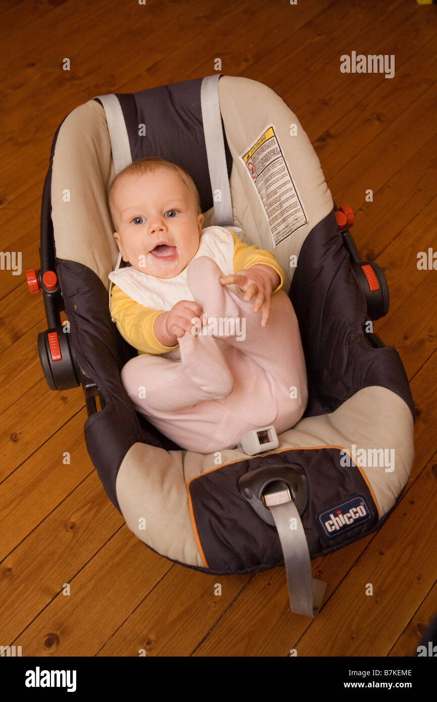 Seven Month Old Baby in Safety Cradle Stock Photo - Alamy