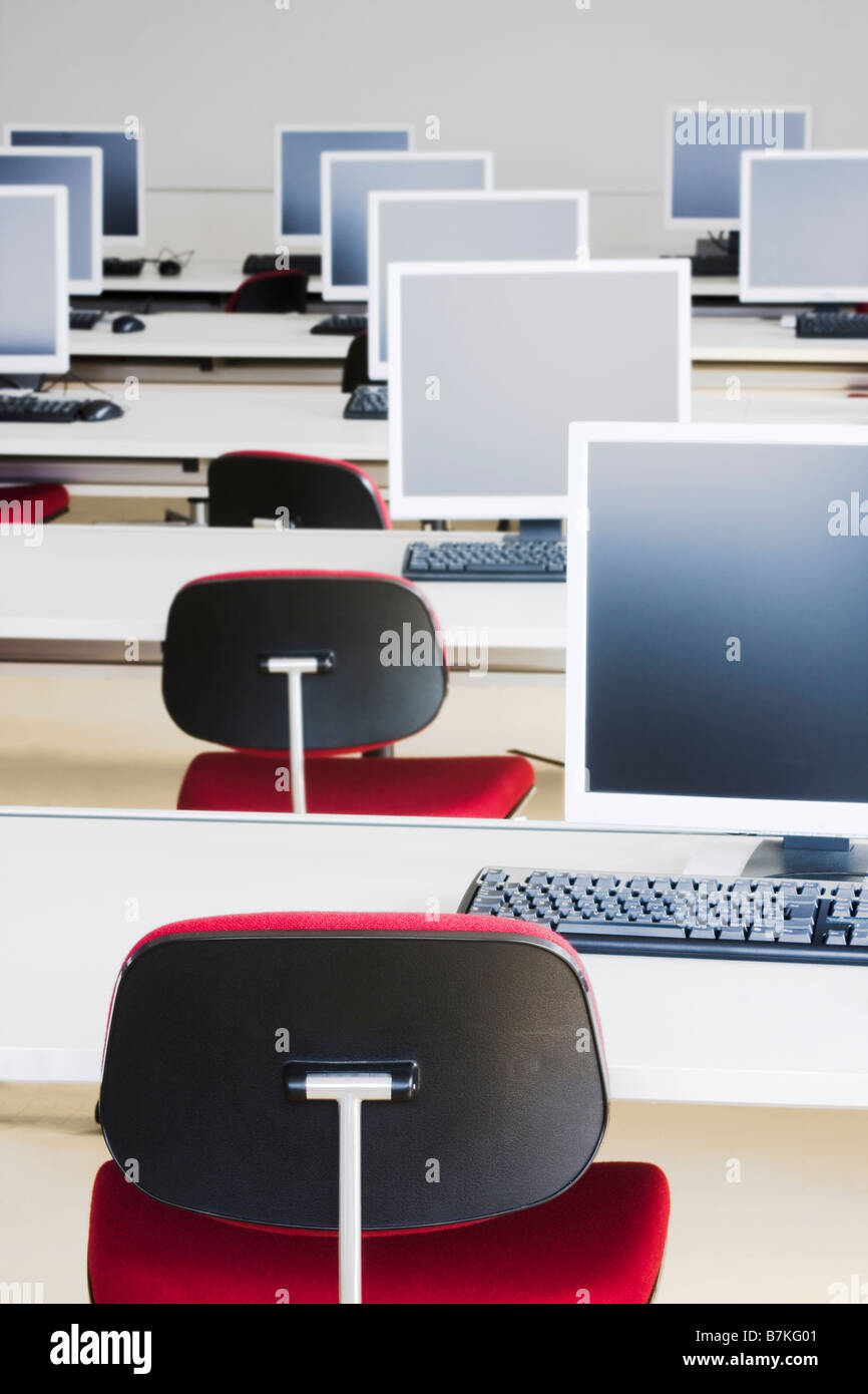 Class room with computers in a training center Stock Photo - Alamy