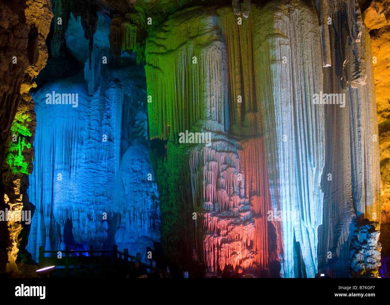 Colorful stalactite at the Silver Cave, at Yangshuo, China Stock Photo ...