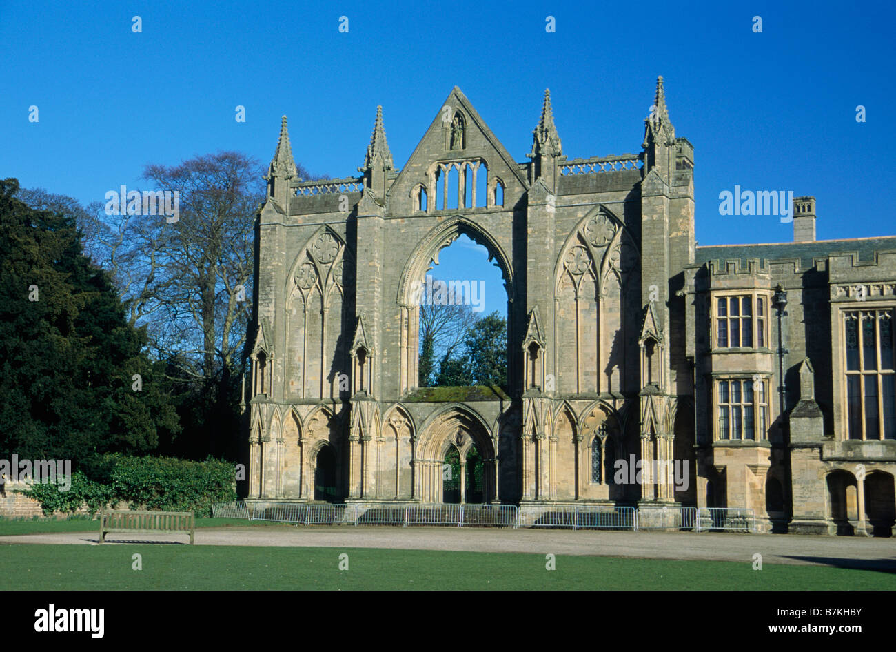 Abbey building Church wall Facade NEWSTEAD ABBEY NOTTINGHAMSHIRE ...
