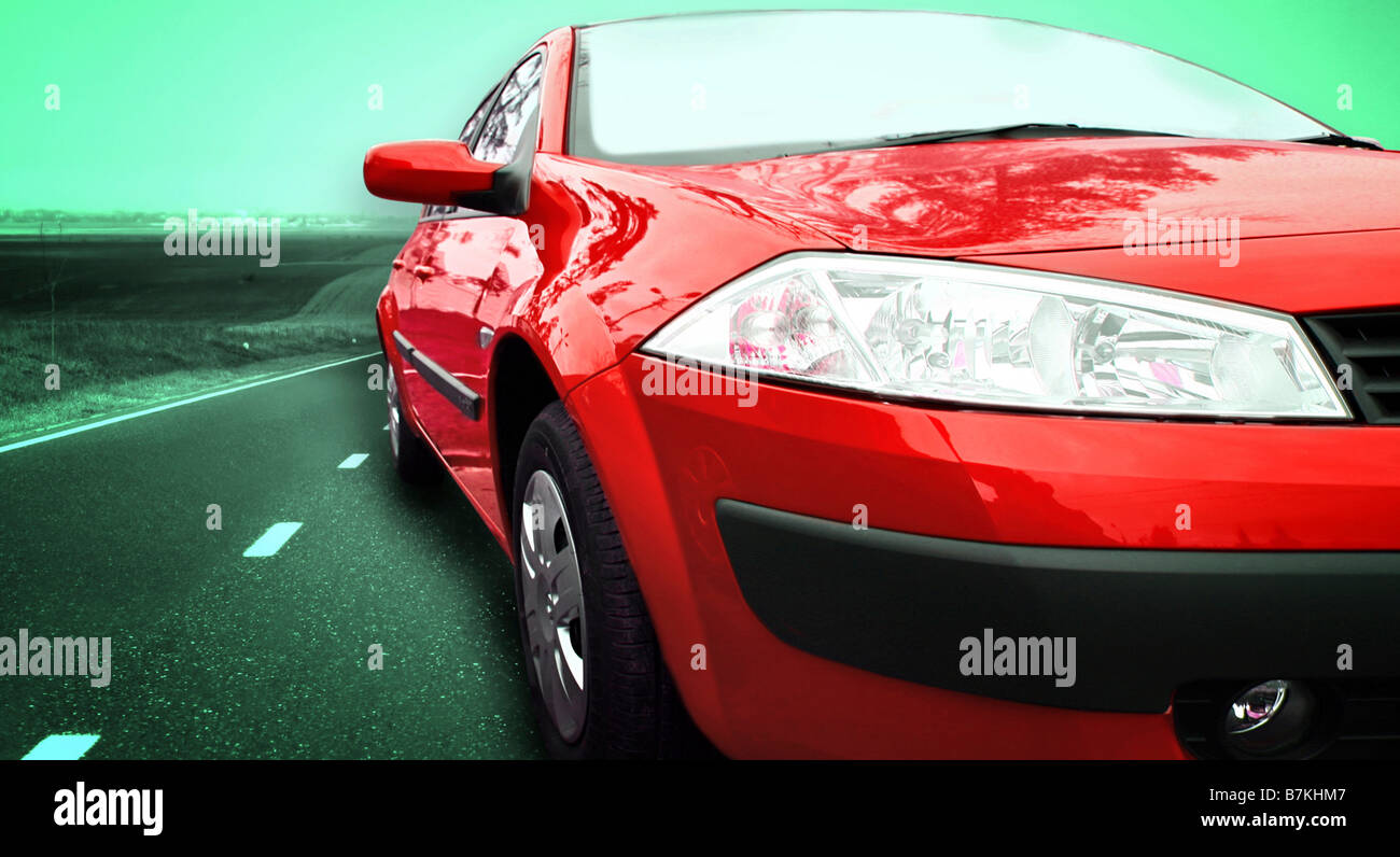 Car view from the front on the highway Stock Photo - Alamy