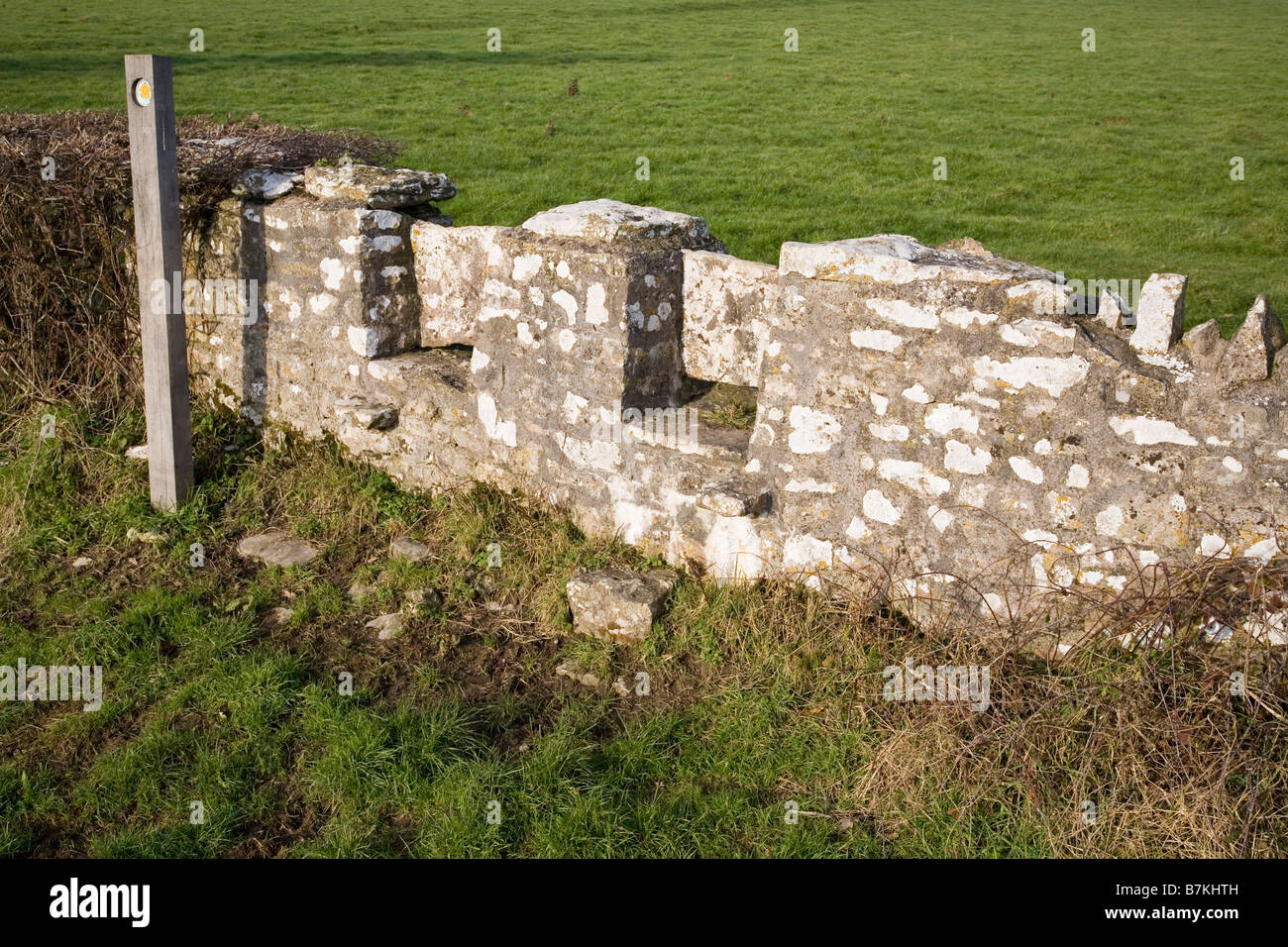 stonebuilt double or coffin stile showing platform on which coffin is ...