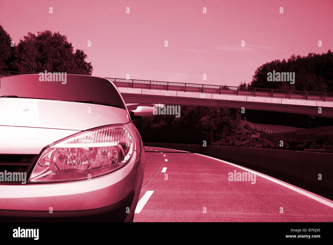 Car view from the front on the road Stock Photo - Alamy