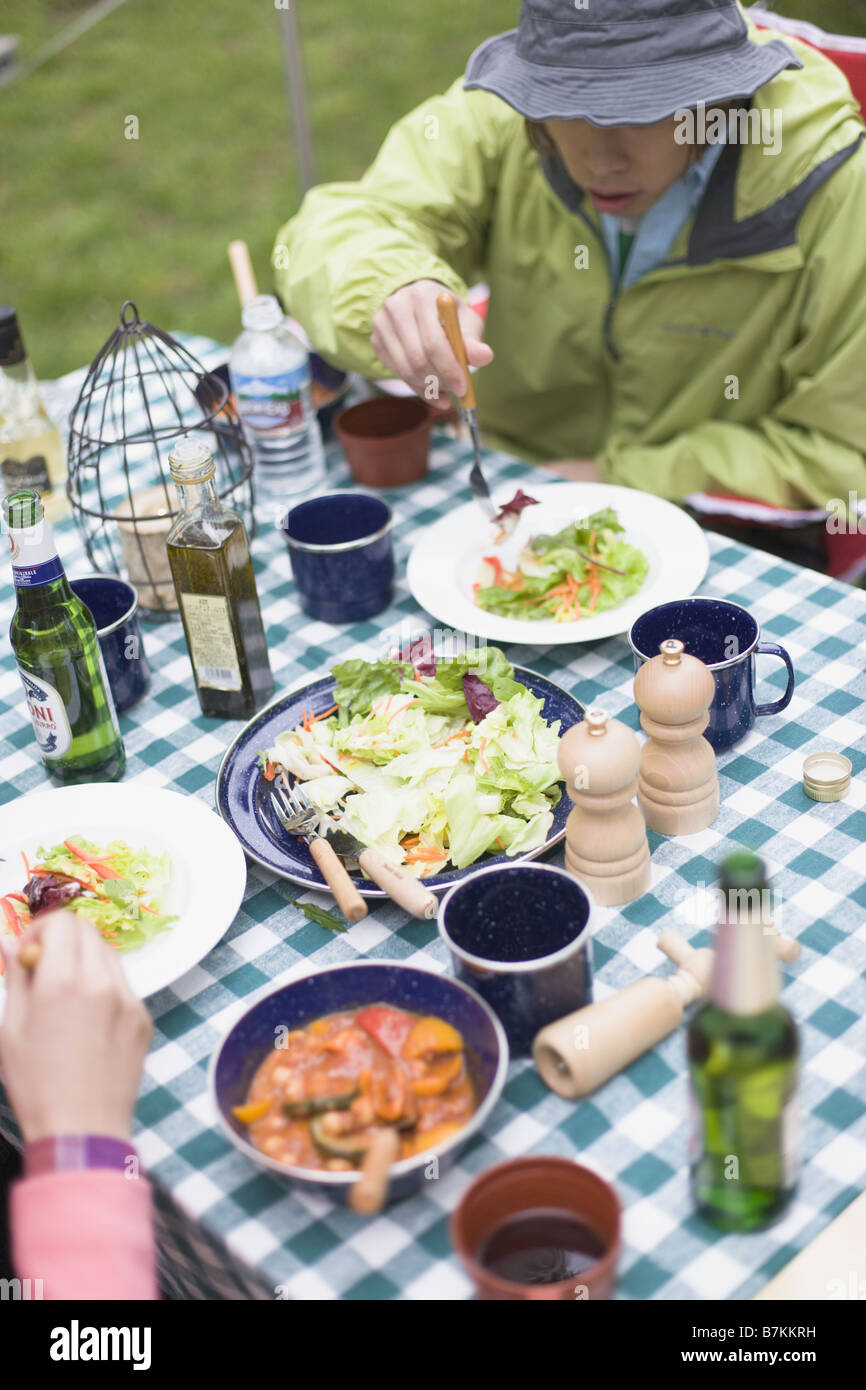 Food Laid Out on a Picnic Table Stock Photo - Alamy