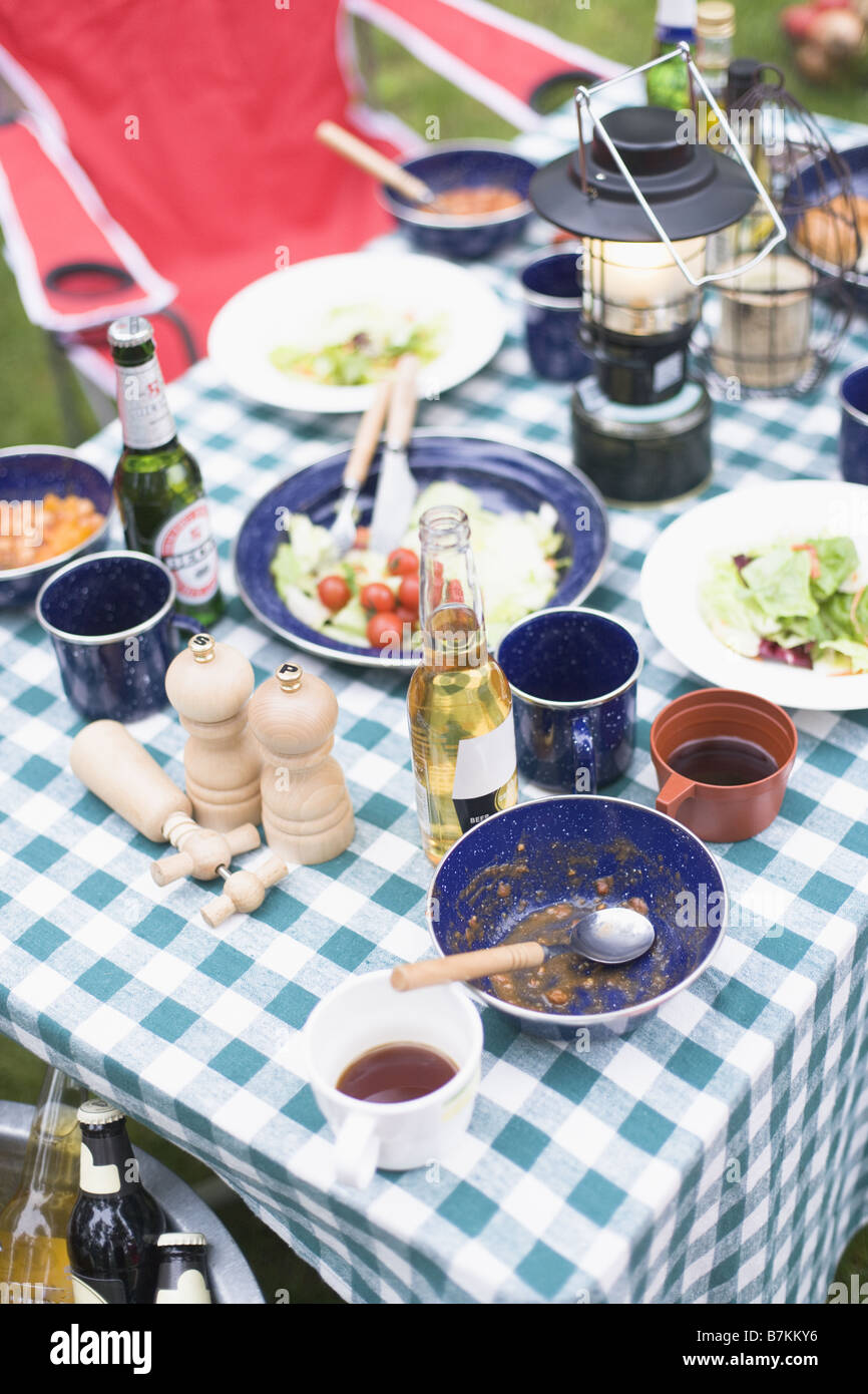 Food Laid Out on a Picnic Table Stock Photo - Alamy