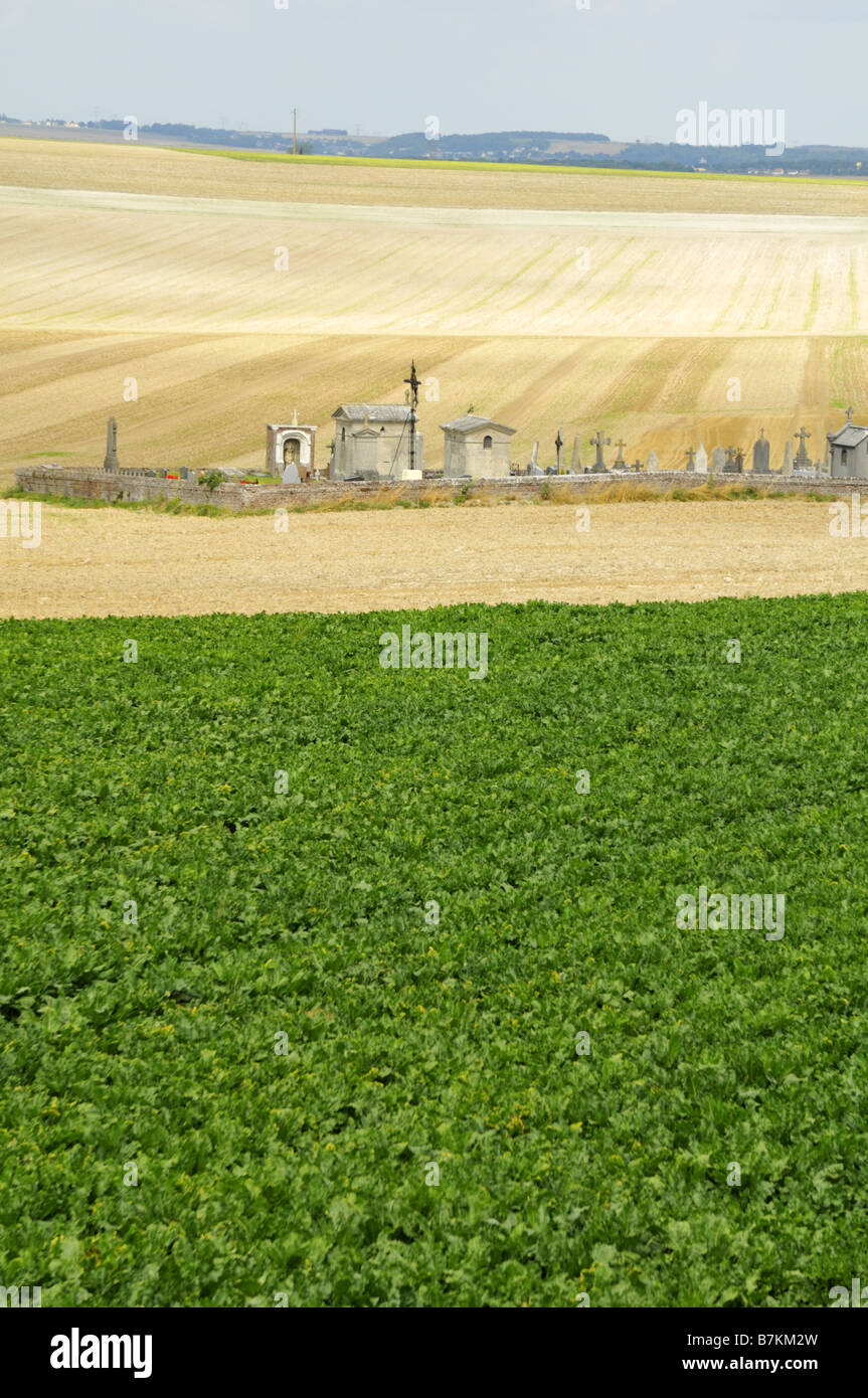 A walled cemetery in the Picardie countryside in August France Stock ...