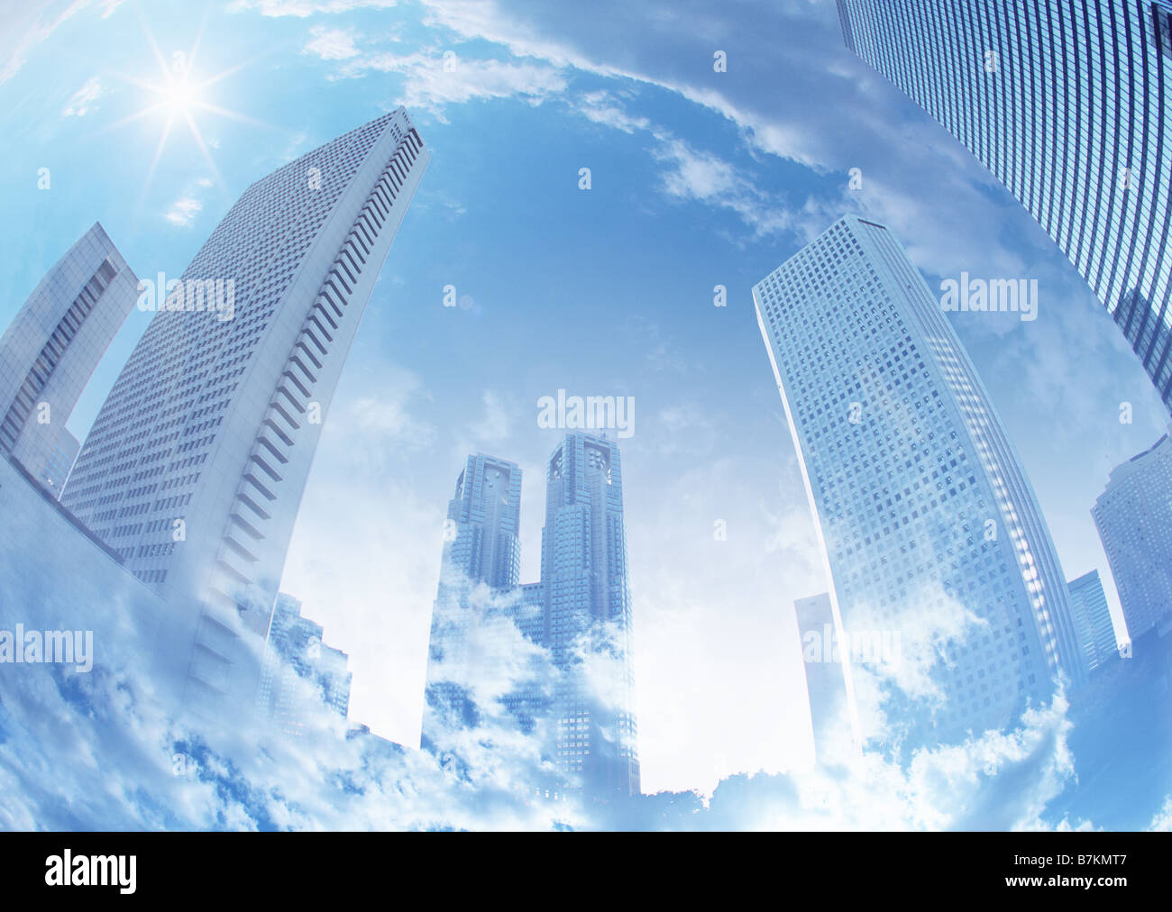 Blue sky and buildings Stock Photo - Alamy