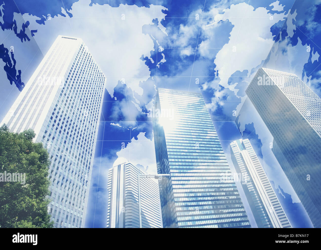 Blue sky and buildings Stock Photo - Alamy