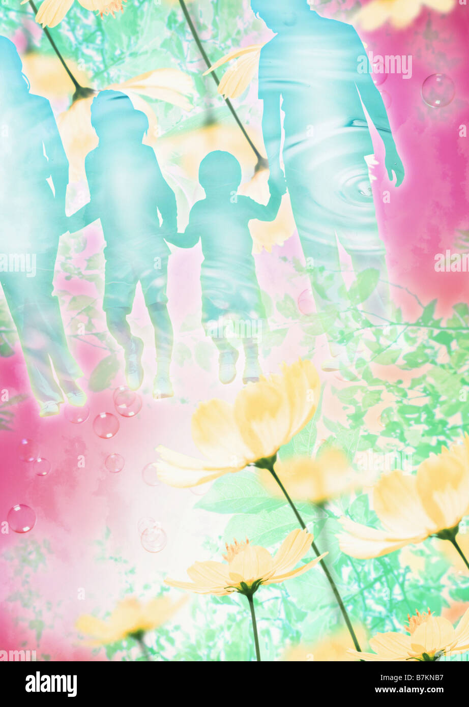 Flowers and family holding hands Stock Photo - Alamy