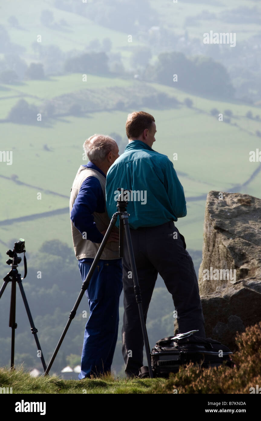 British Joe Cornish landscape photographer on Froggatt Edge in the Peak ...