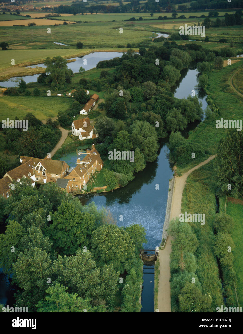Flatford Mill Suffolk Aerial view Stock Photo - Alamy