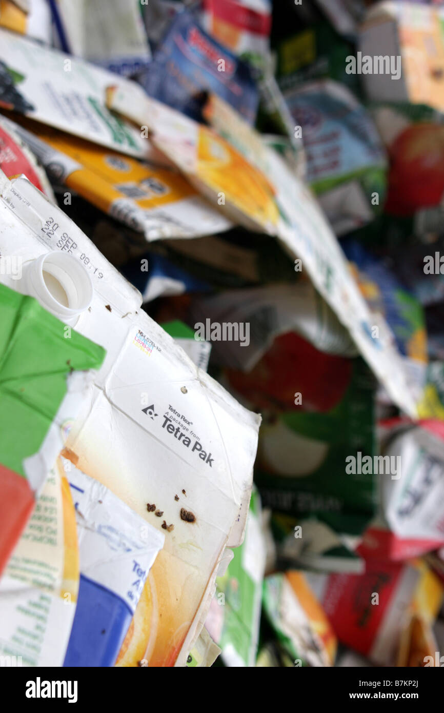 Used cartons Tetrapak recycling Stock Photo - Alamy